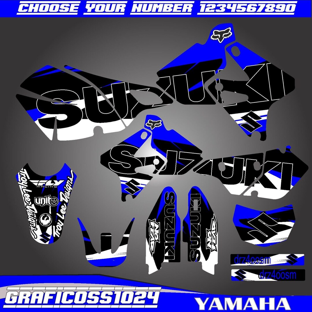 Suzuki DRZ400SM Drz400s 400 Kit Graphics Decals Stickers 2000 2001 2002 ...