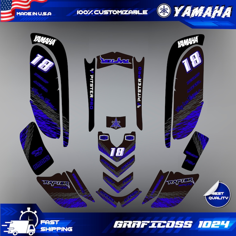 Yamaha Raptor 660 660RATV Full Graphics Kit | Yamaha ATV Decals ...