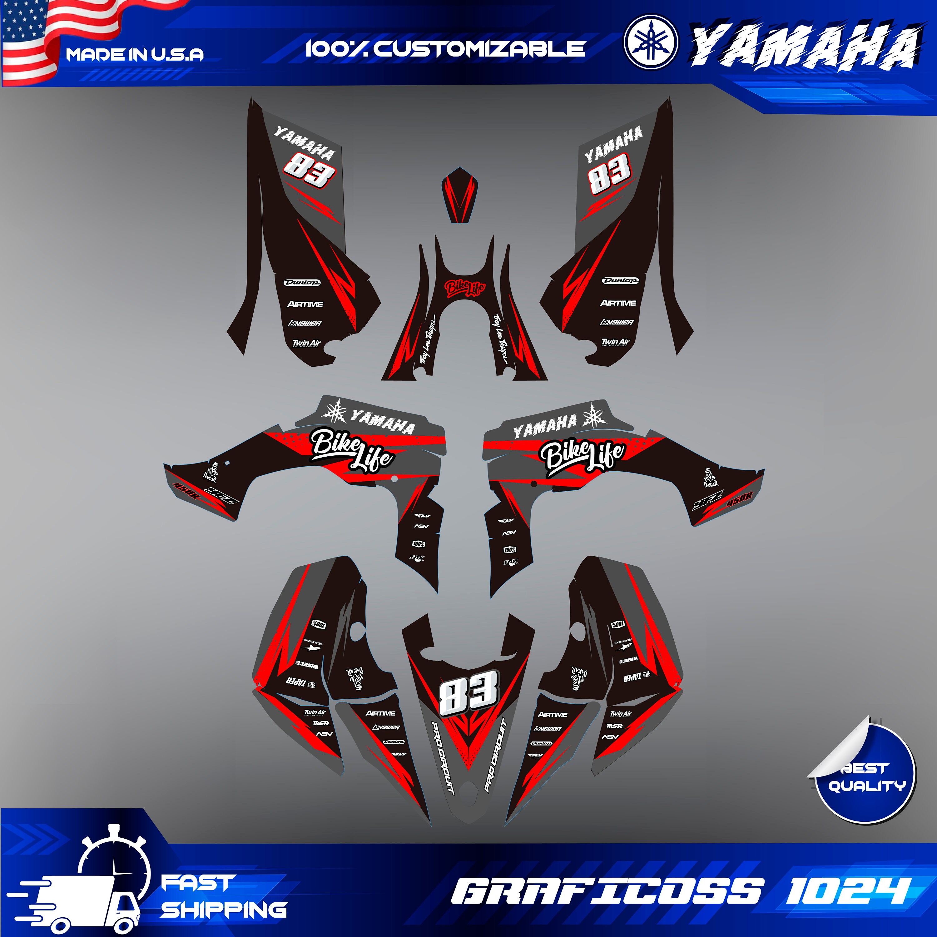 2014 2023 Yamaha YFZ450R Graphics Decal Kit Full Stickers Atv - Etsy
