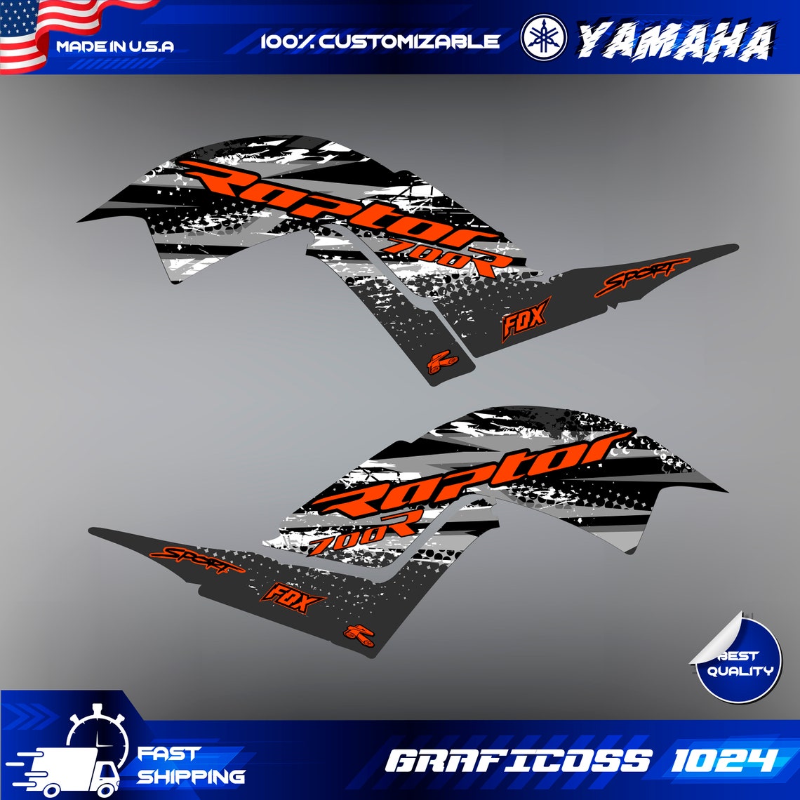 Yamaha Raptor 700 700R Graphics Kit 2013 2014 2017 to 2025 Decals ...
