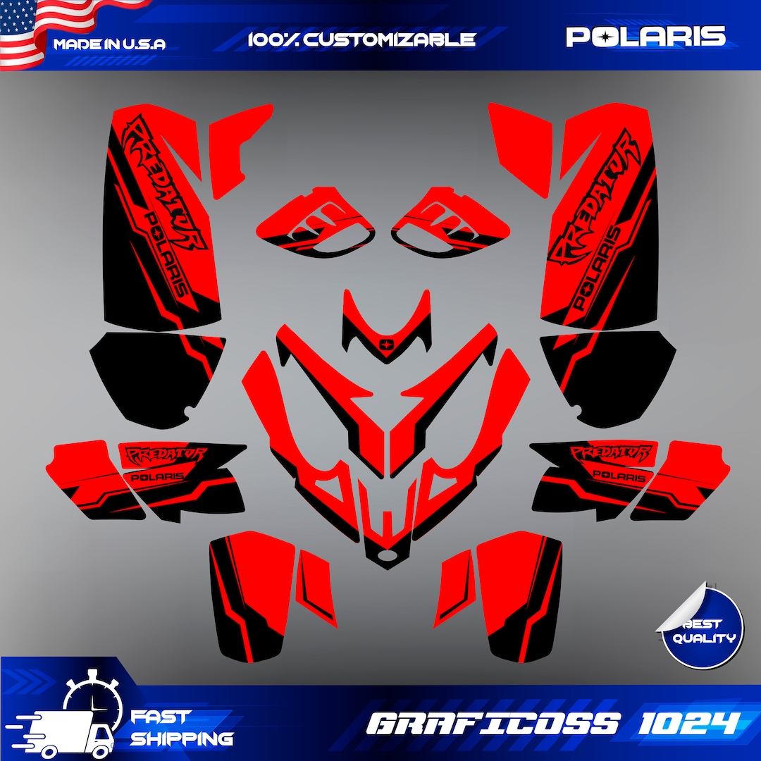 Polaris Predator 500 Graphics Full Decals Stickers Kit Atv - Etsy