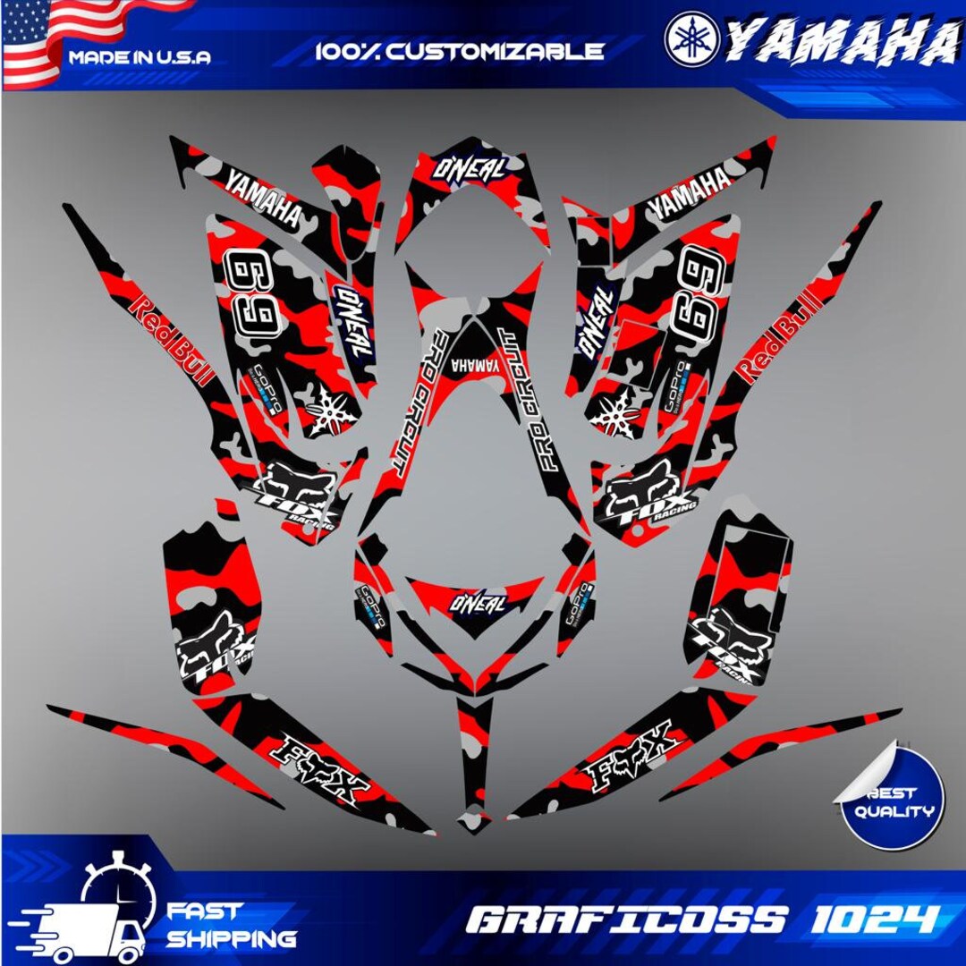 Yamaha Raptor 700R Graphics Kit 2013 2014 2015 2017 to 2023 Decals ...
