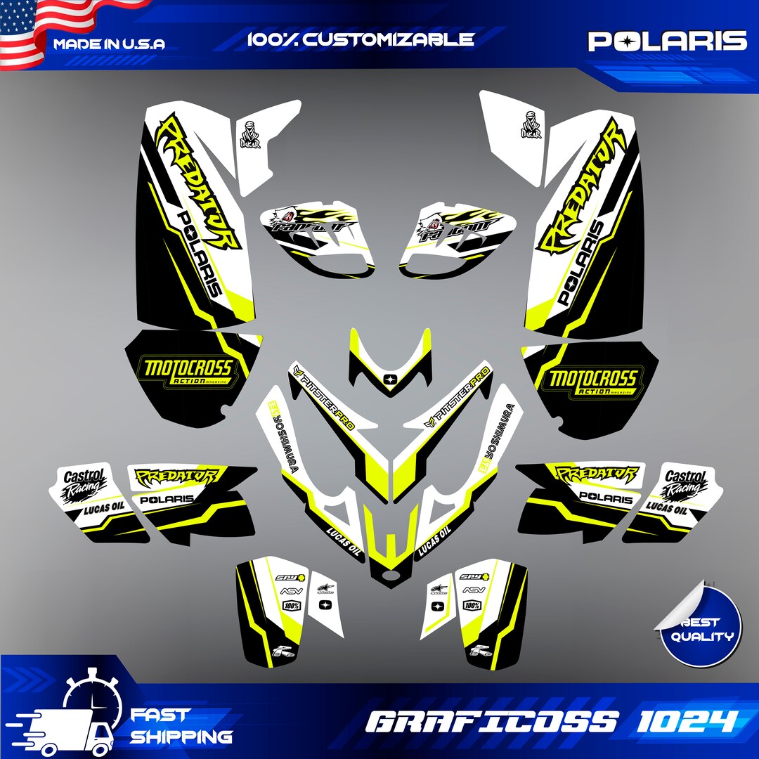 Polaris Predator 500 Graphics Full Decals Stickers Kit Atv - Etsy