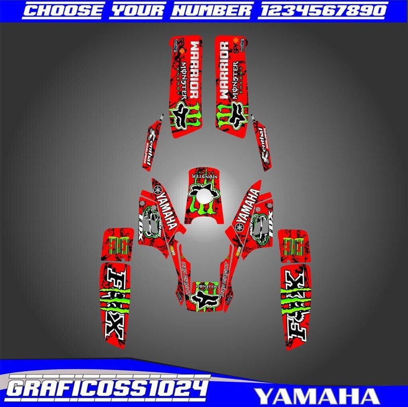Yamaha Warrior 350 Full Graphics Kit Yamaha Warrior 350 Decals Stickers ...