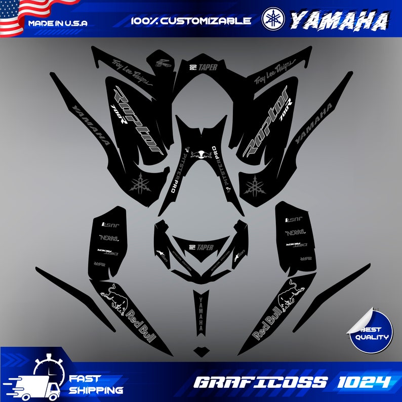 Yamaha Raptor 700 700R Graphics Kit 2013 2014 2017 to 2025 Decals ...