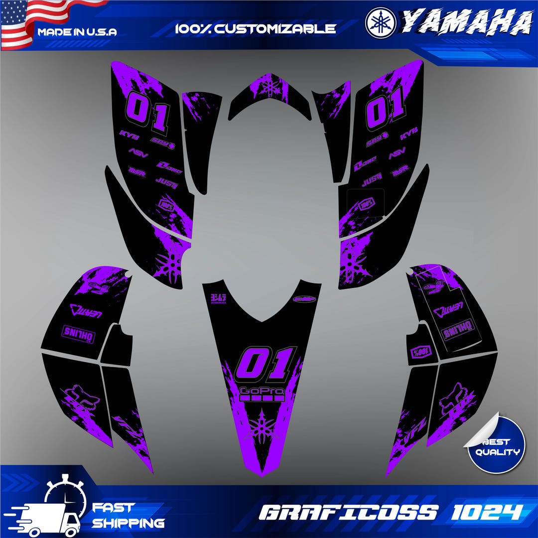 Yamaha YFZ 450 Graphics Kit Decals Stickers 2003-2008 ATV Quad Wrap ...