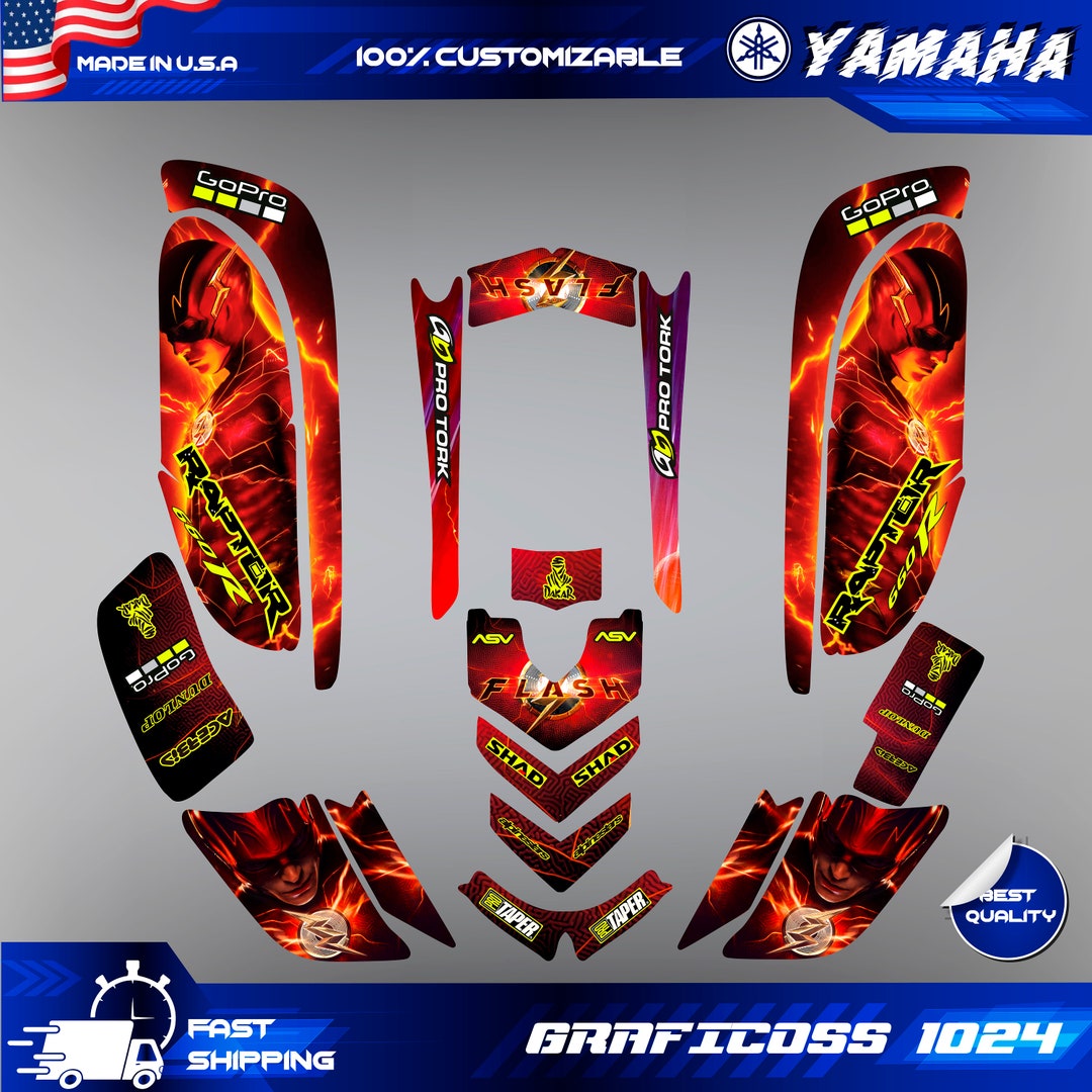 Yamaha Raptor 660 Kit Graphics Decals Stickers Atv Wrap Quad All Year ...
