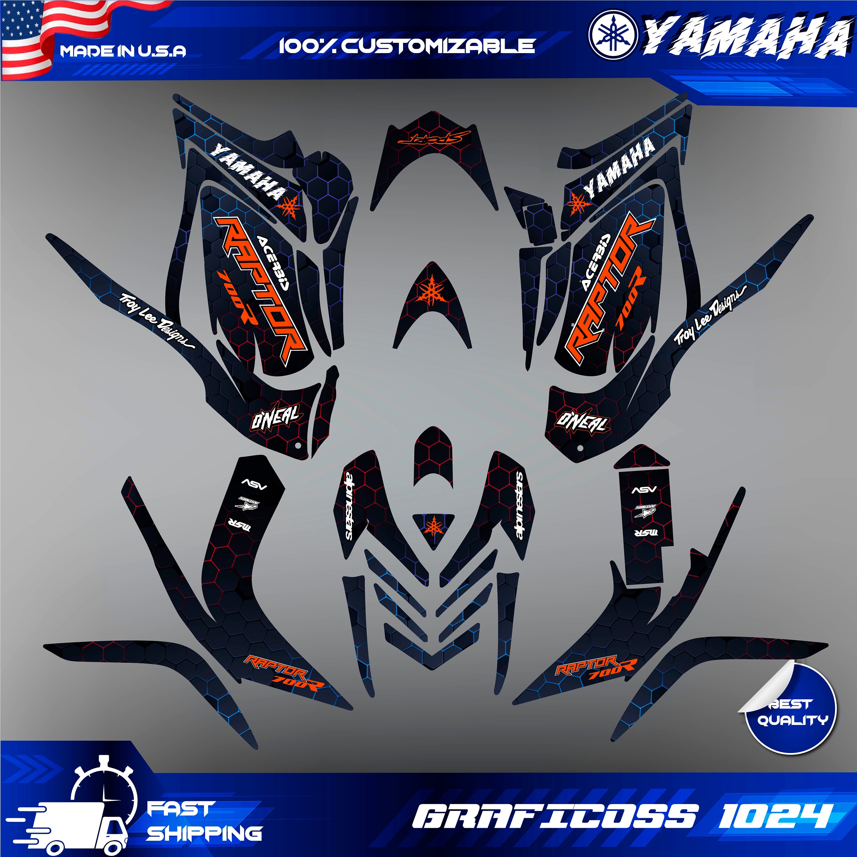 Fits Yamaha Raptor 700R Graphics Kit 2006 2007 2008 2009 2010 2011 2012 ...
