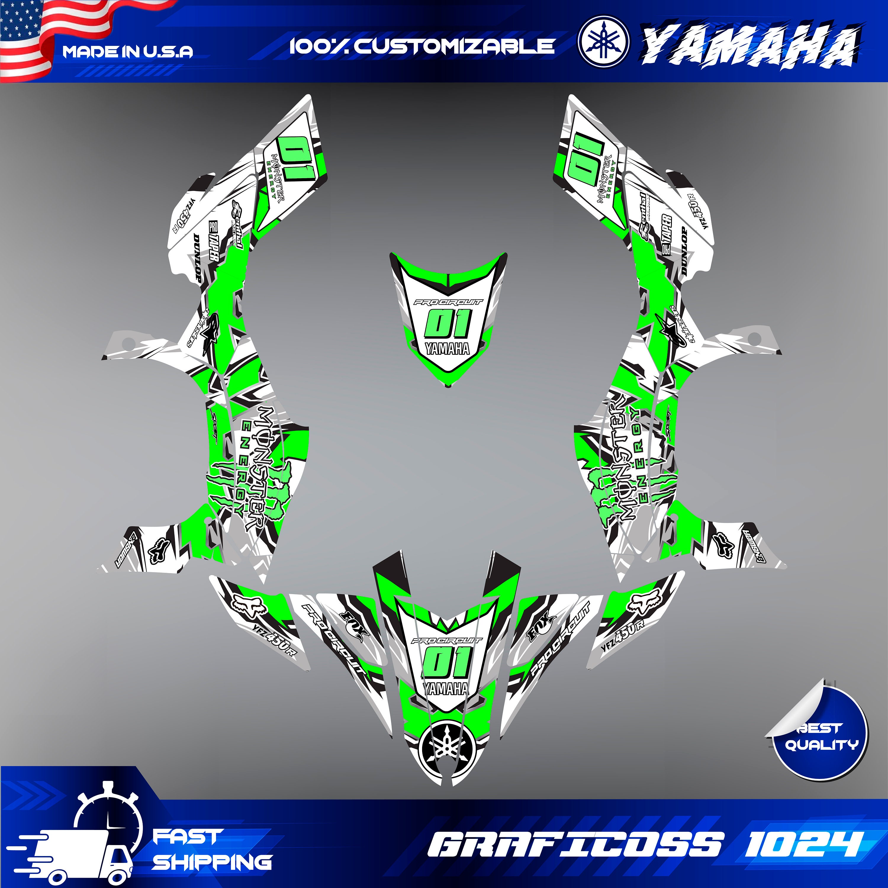 Yamaha YFZ 450R Graphics Kit 2009 2010 2011 2012 2013 Decals - Etsy
