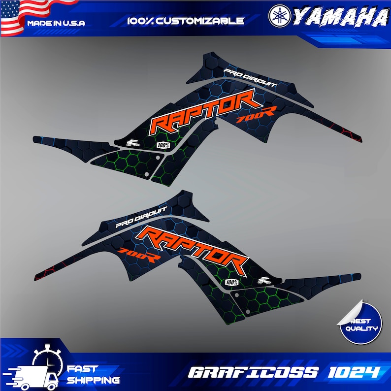 Fits Yamaha Raptor 700R Graphics Kit 2006 2007 2008 2009 2010 2011 2012 ...
