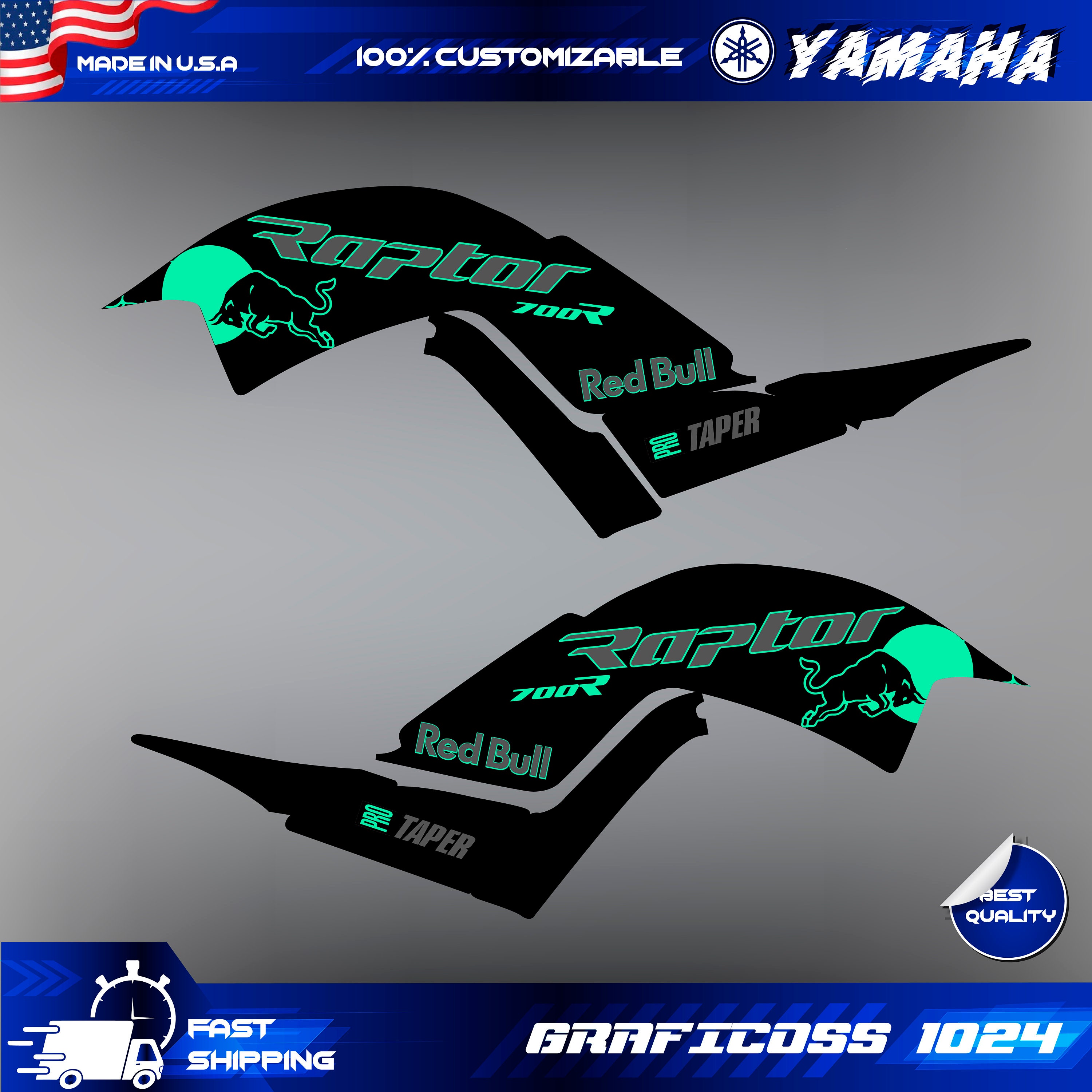 Yamaha Raptor 700 700R Graphics Kit 2013 2017 2022 to 2024 Decals ...