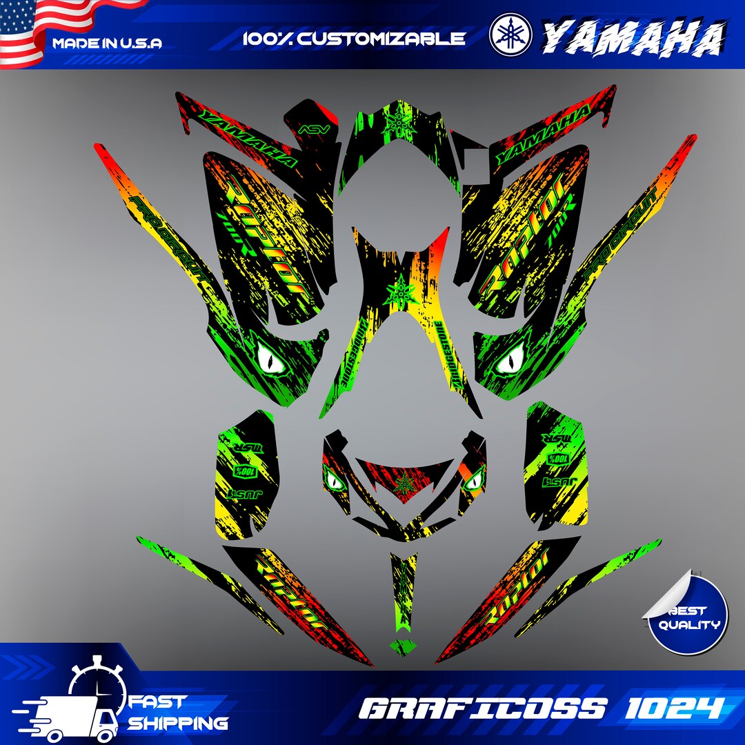 Yamaha Raptor 700 700R Graphics Kit 2013 2014 2017 to 2025 Decals ...