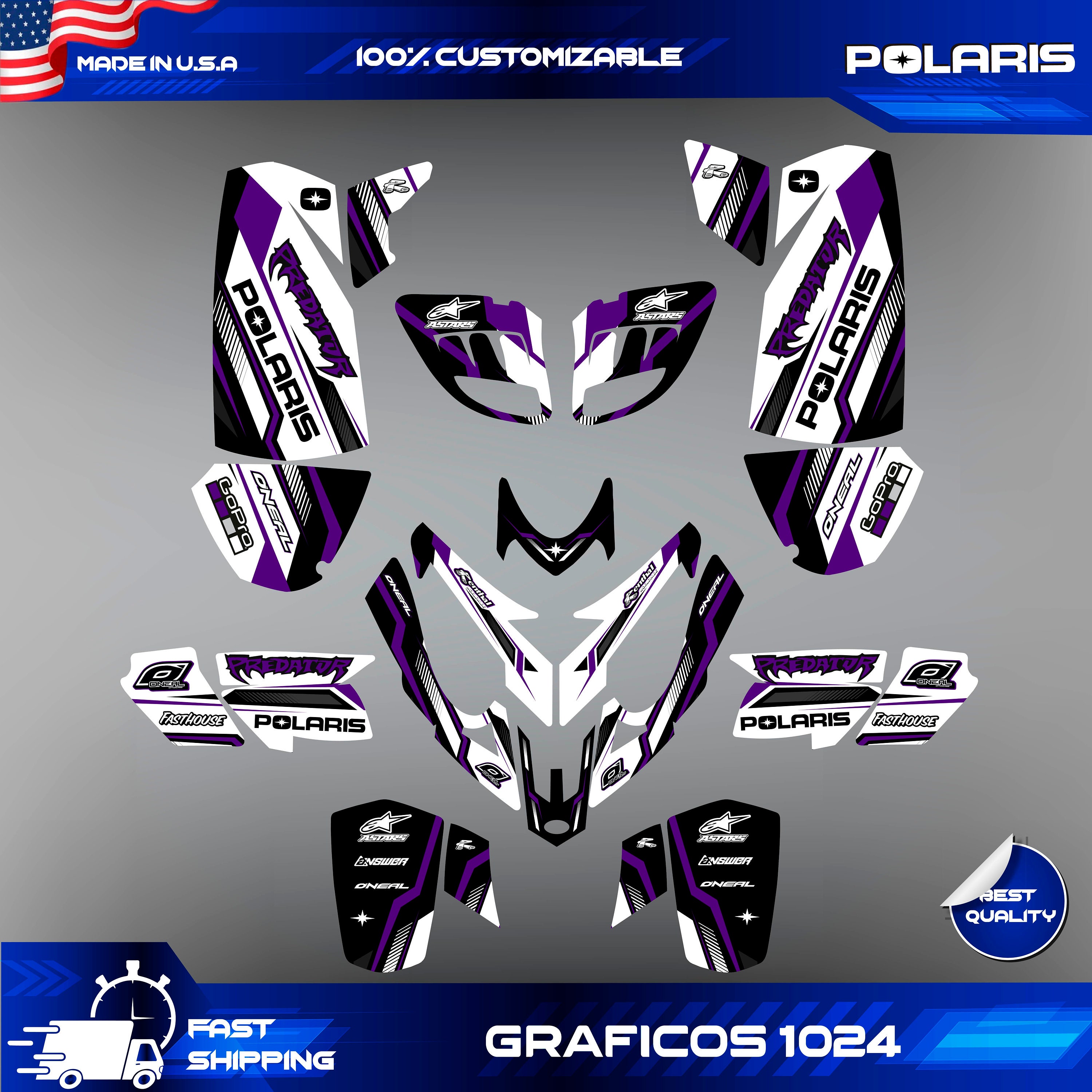 Polaris Predator 500 Graphics Full Decals Stickers Kit Atv - Etsy