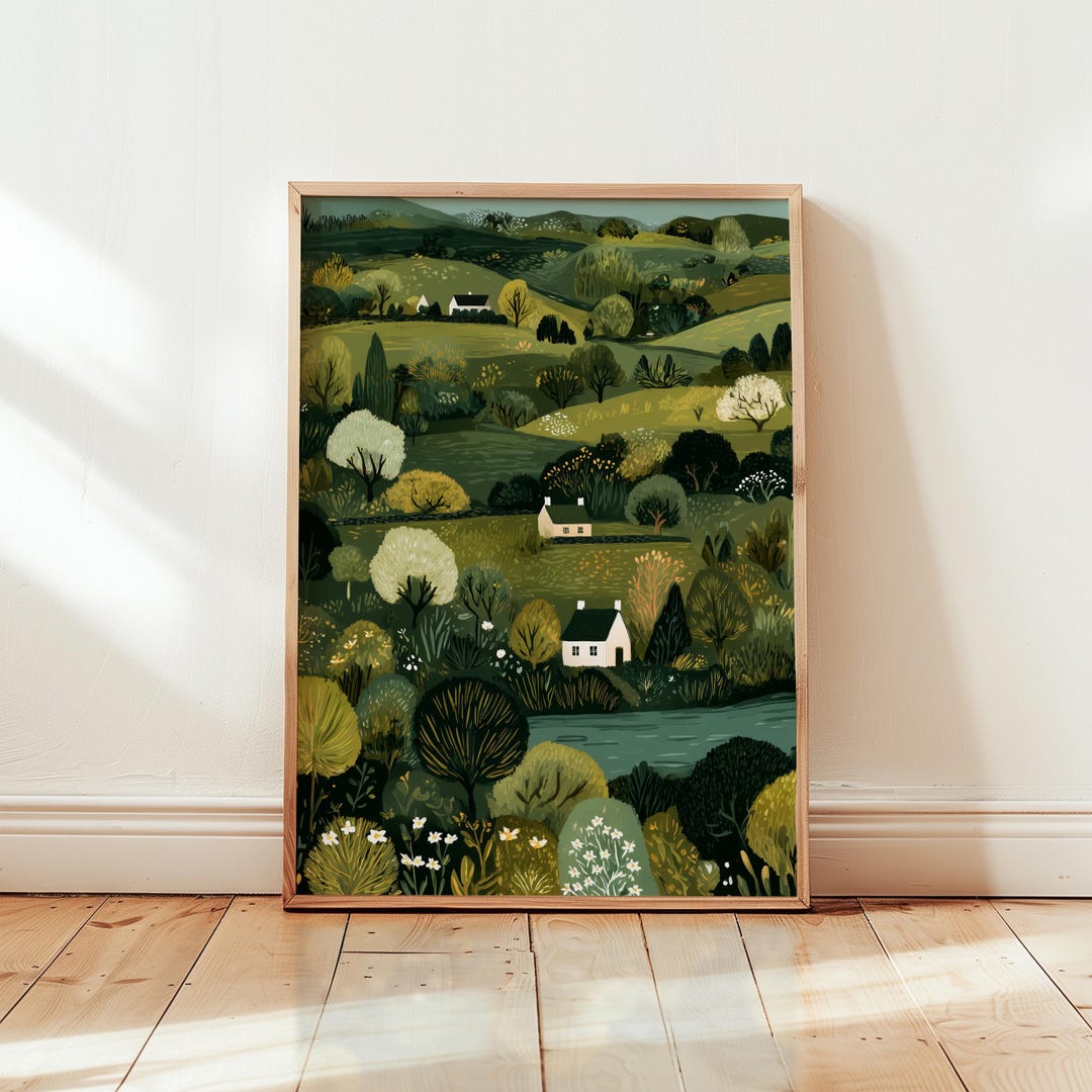 Printable St. Patrick's Day Art, Whimsical Irish Landscape, Vintage ...