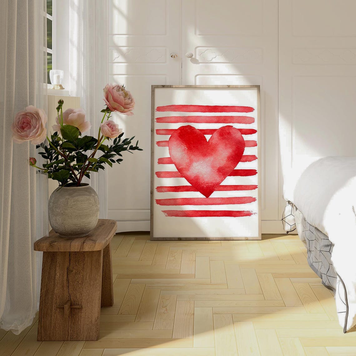 Red Heart Printable Wall Art Digital Download - Etsy