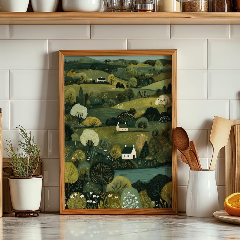 Printable St. Patrick's Day Art, Whimsical Irish Landscape, Vintage ...