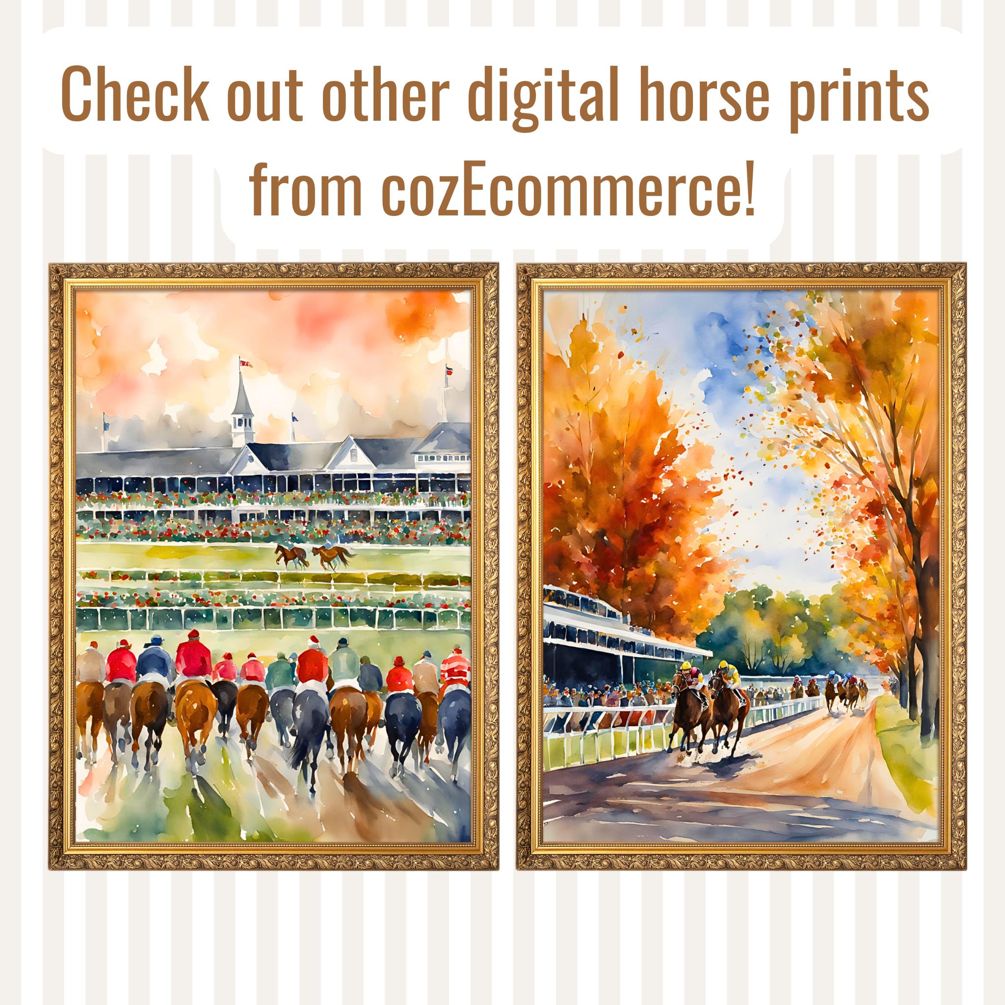 Horse Racing Watercolor Wall Art, Spring Horse Track Digital Download ...