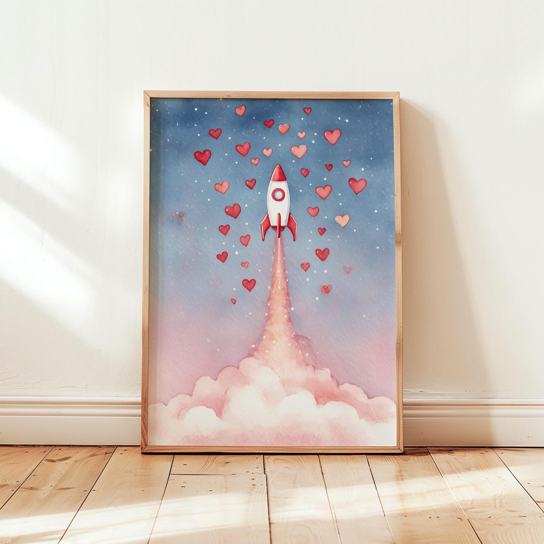Kids Valentine’s Day Wall Art, Space-themed Kids Room Decor, Outer ...