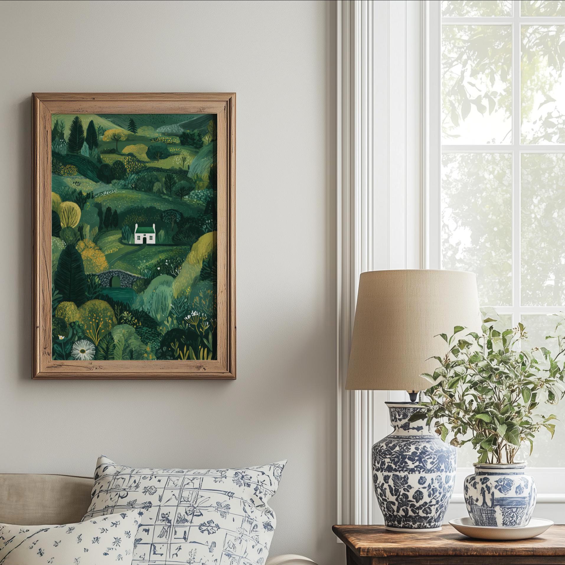St Patrick's Day Printable Art, Rustic Irish Cottage Landscape, Cozy ...