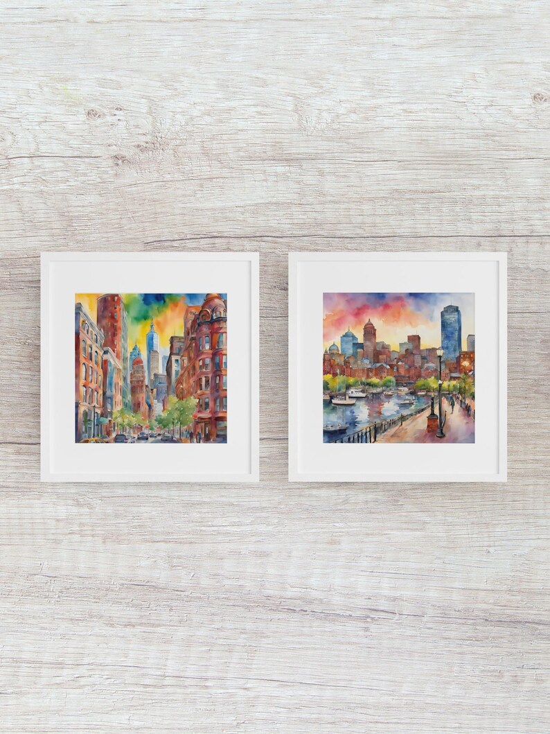 Boston Watercolor Prints Four Set Digital Download of Boston Scenes ...