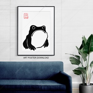 Japanese Frog Print, Matsumoto Shoji Art Printable, Funny Frog Poster ...