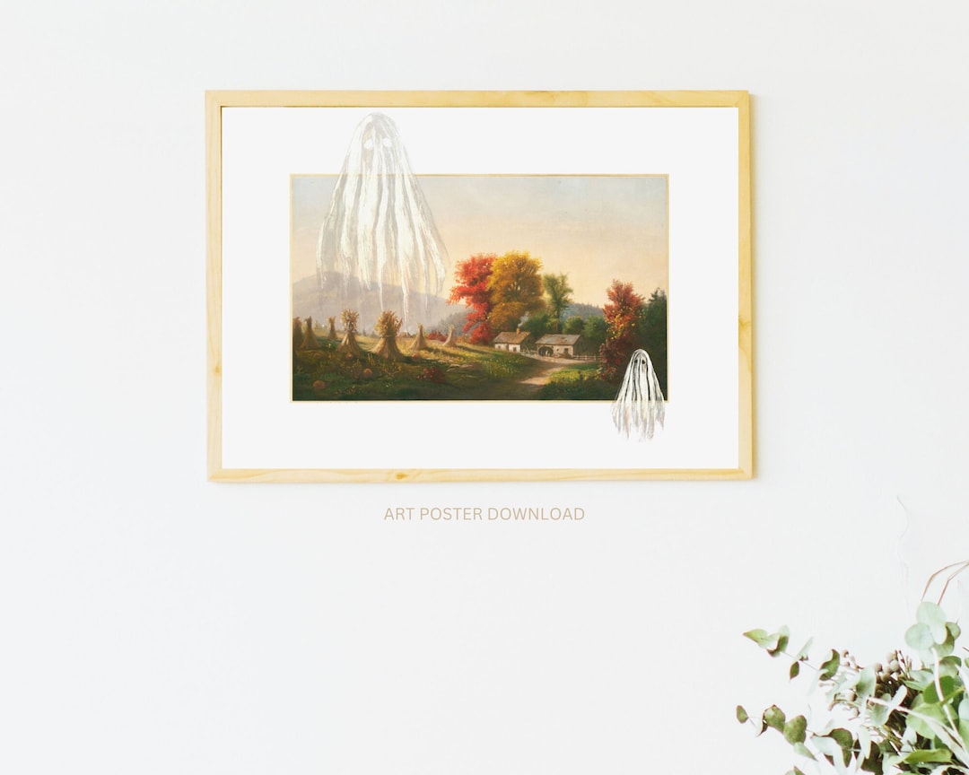 Haunting Ghosts Poster Countryside Village Vintage Style Oil Painting ...