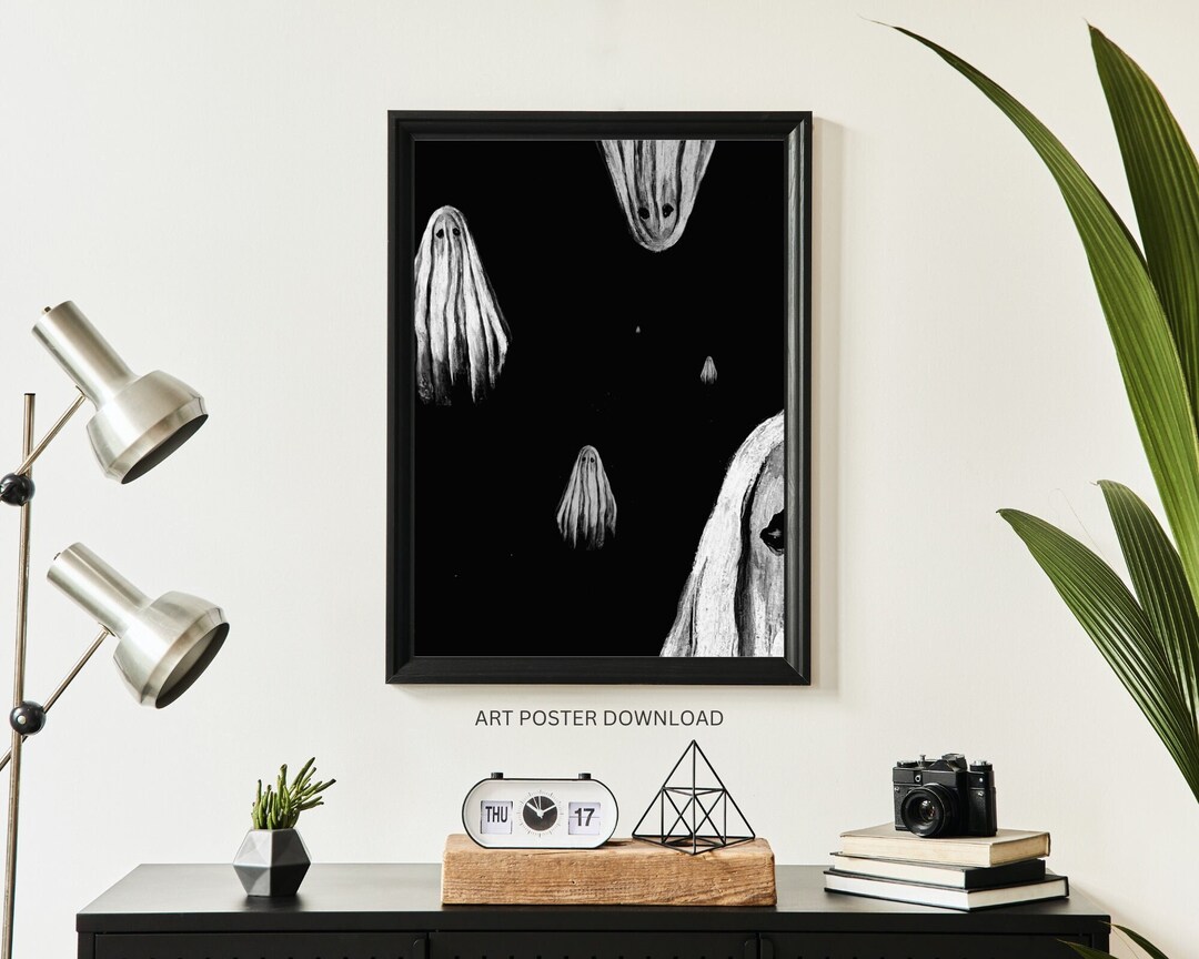 Ghosts Spooky Halloween Printable Poster, Haunting Ghost Creepy Vintage ...