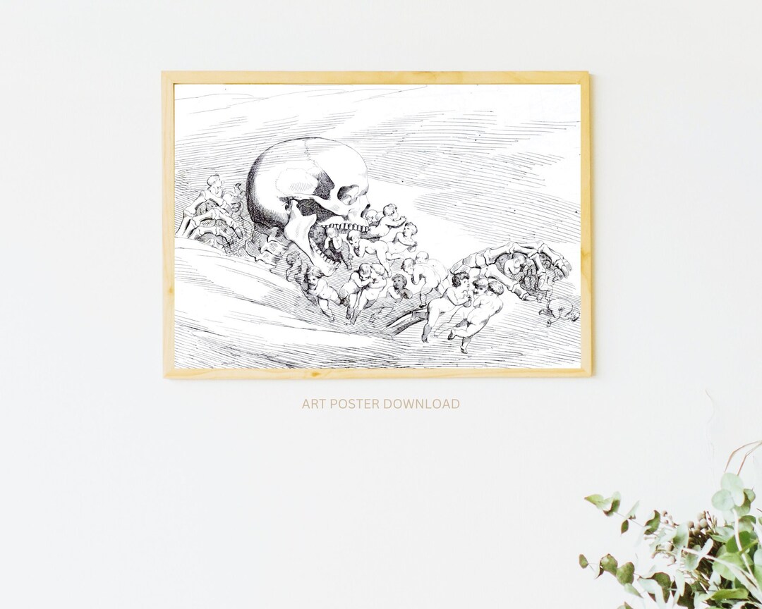 Skeleton Printable, Haunting Ghost, Skull Drawing Poster Printable ...