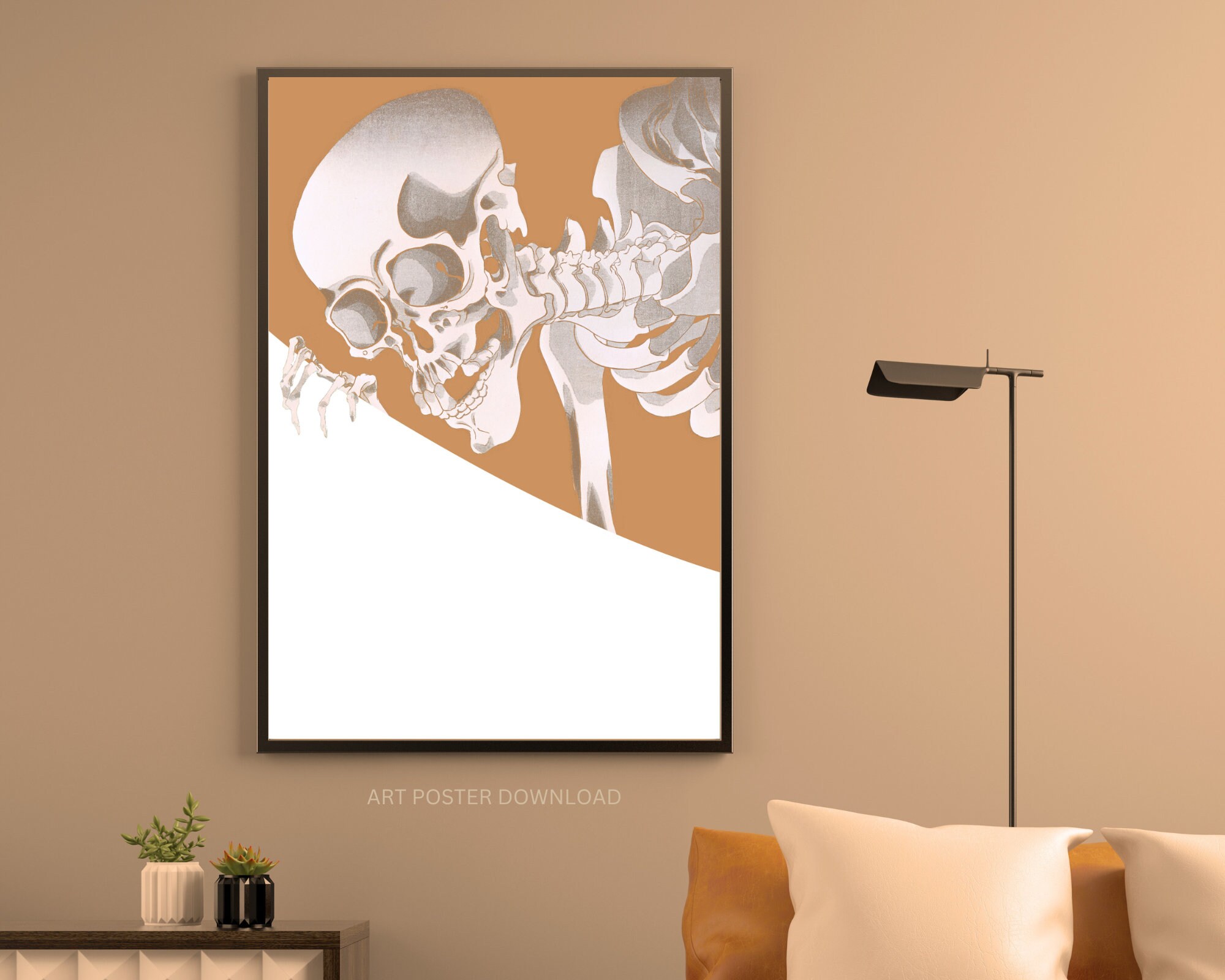 Skeleton Printable Poster Vintage Japan Ukiyo-e Orange Skull - Etsy
