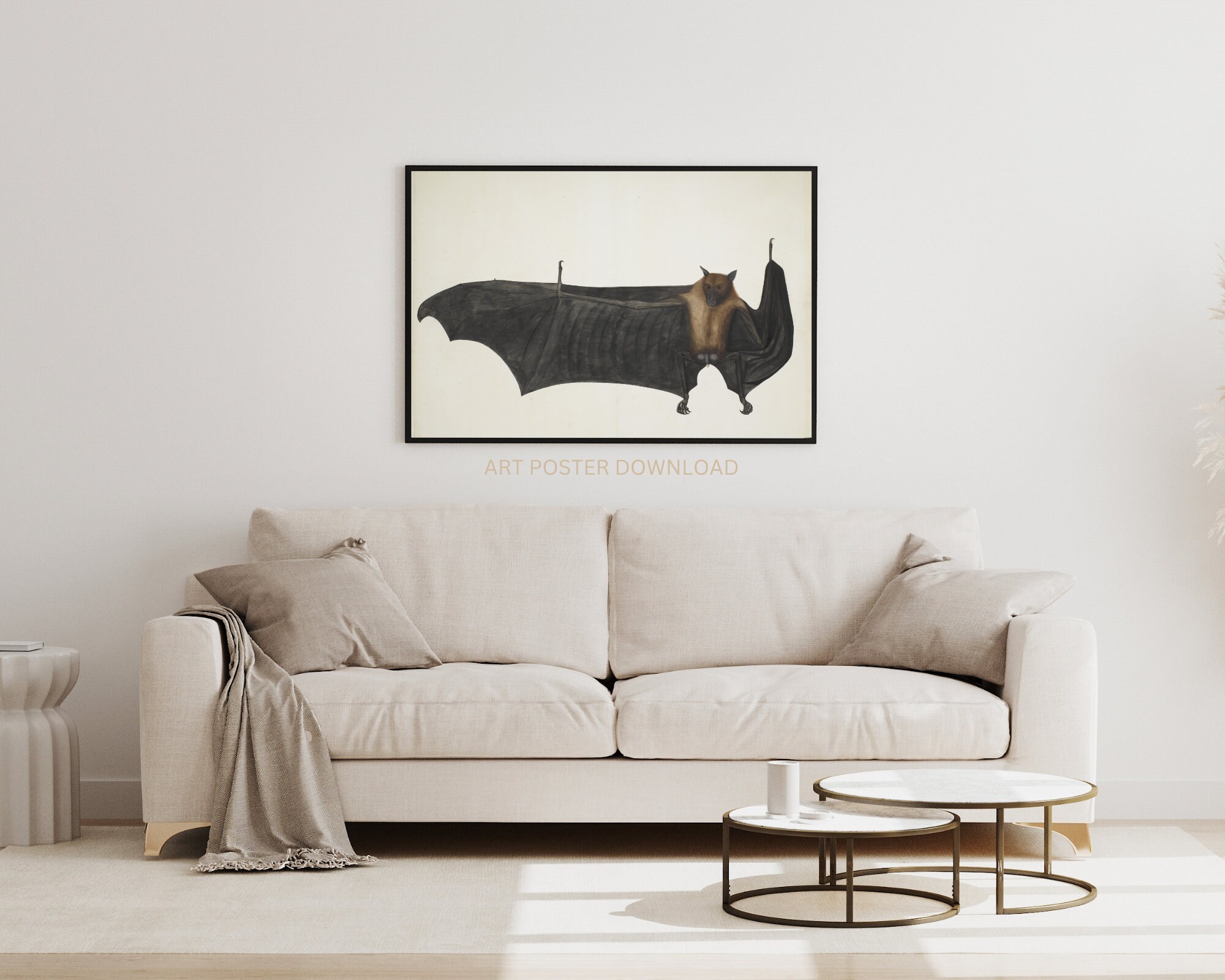 Bat PRINTABLE Vintage Bats Wall Art, Spooky Vampire Painting Print Dark ...