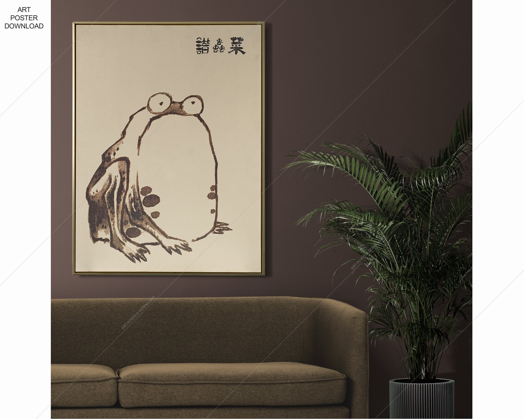 Japanese Frog Art Print, Ito Jakuchu Frog Printable, Sad Frog Poster Digital Download, Funny ...