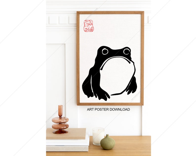 Japanese Frog Print, Matsumoto Shoji Art Printable, Funny Frog Poster ...