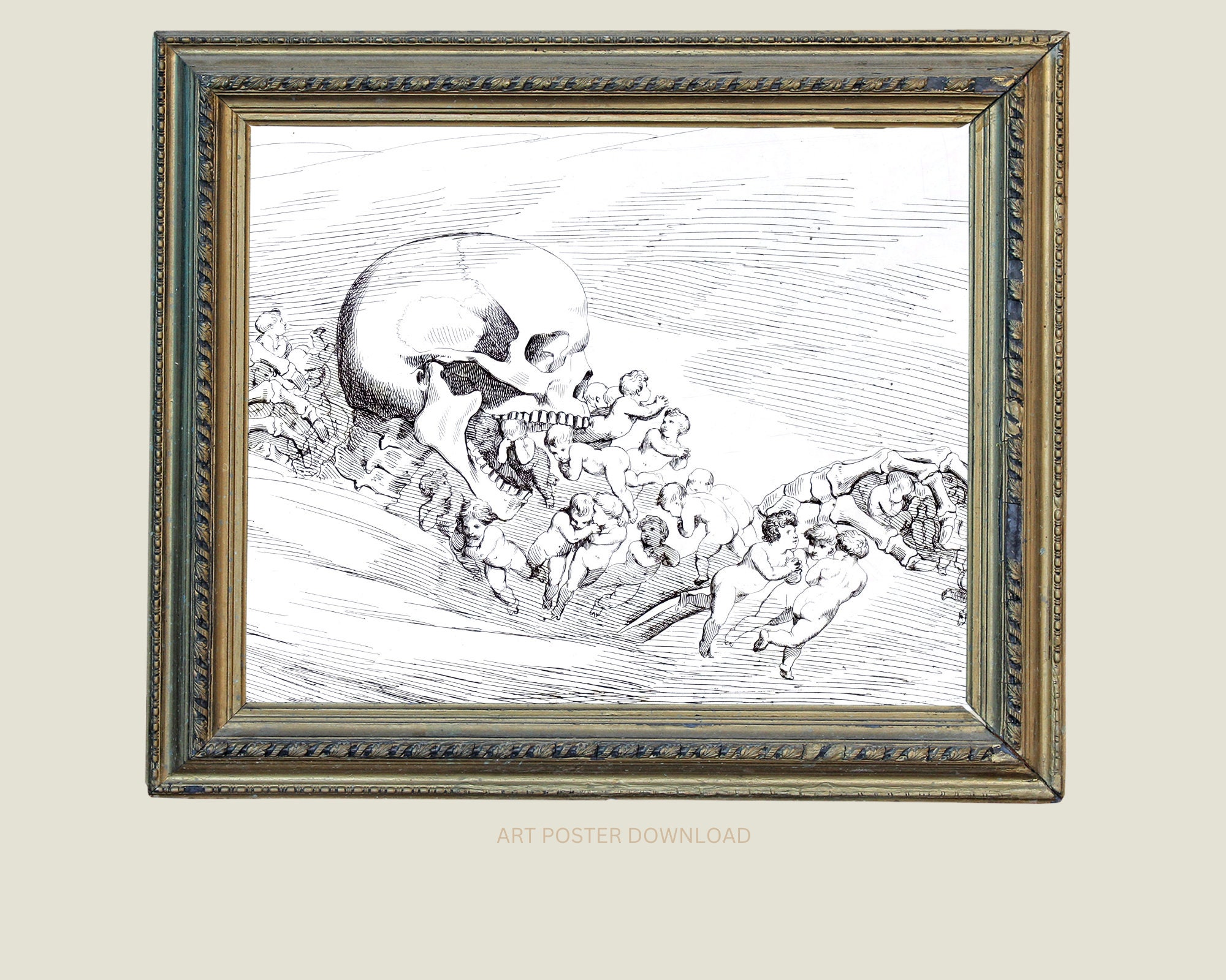 Skeleton Printable, Haunting Ghost, Skull Drawing Poster Printable ...