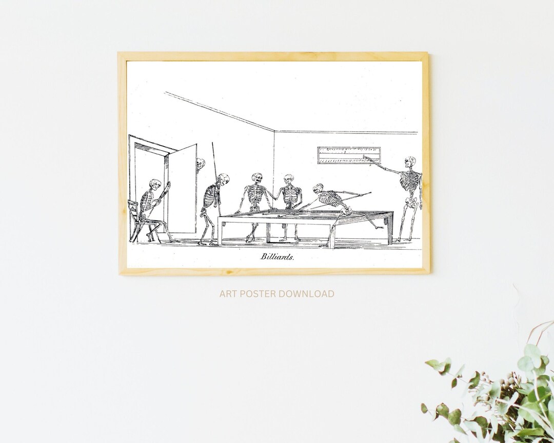 Skeletons Playing Billiards Printable, Funny Skeleton Billiard Play ...