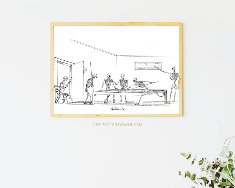 Skeletons Playing Billiards Printable, Funny Skeleton Billiard Play ...