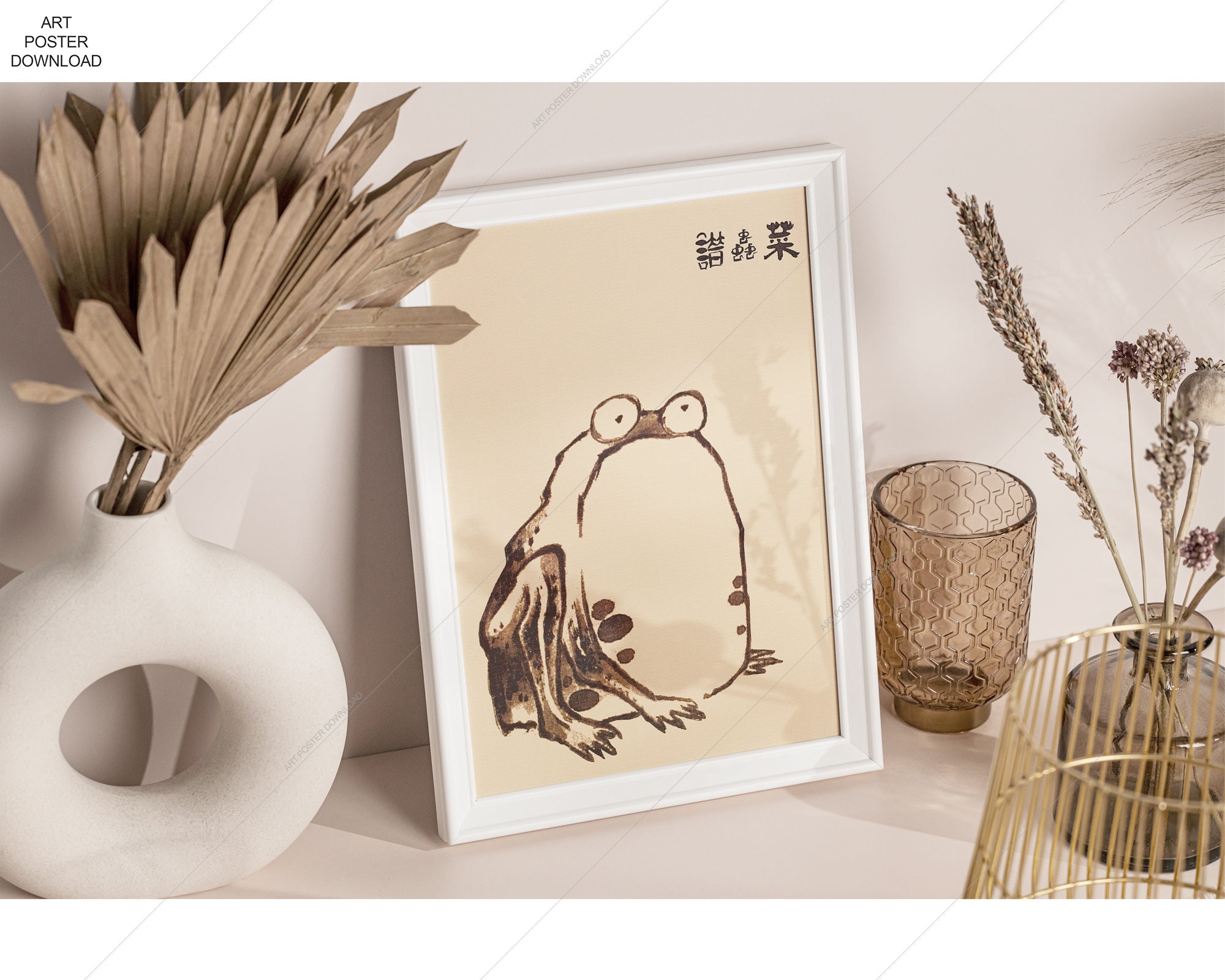Japanese Frog Art Print, Ito Jakuchu Frog Printable, Sad Frog Poster ...