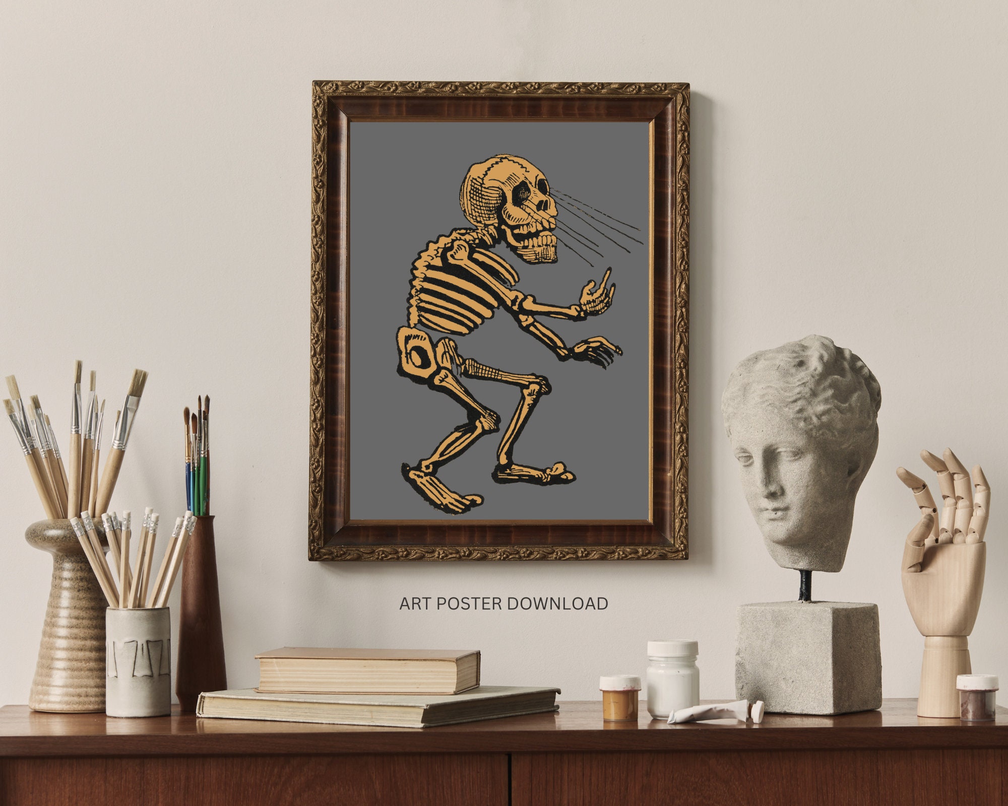 Skeleton Portrait Gallery Set of 3 Prints Funny Skull Poster Printable ...
