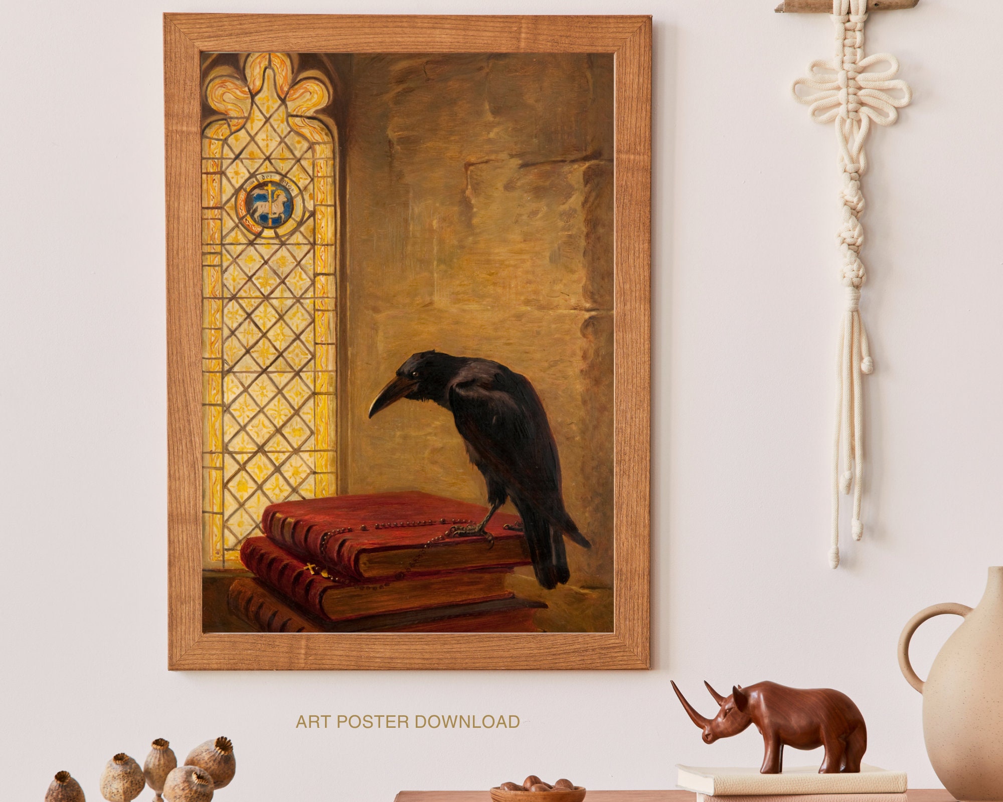 Black Raven Printable Poster, PRINTABLE Crow Corvid Bird Wall Art, Dark ...