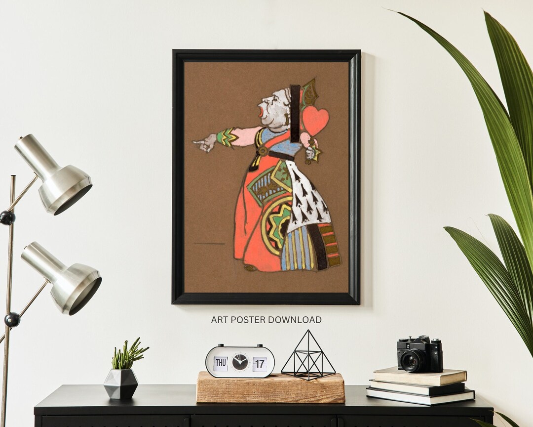 Queen of Hearts Playing Card Poster, Vintage Cards Digital Download ...