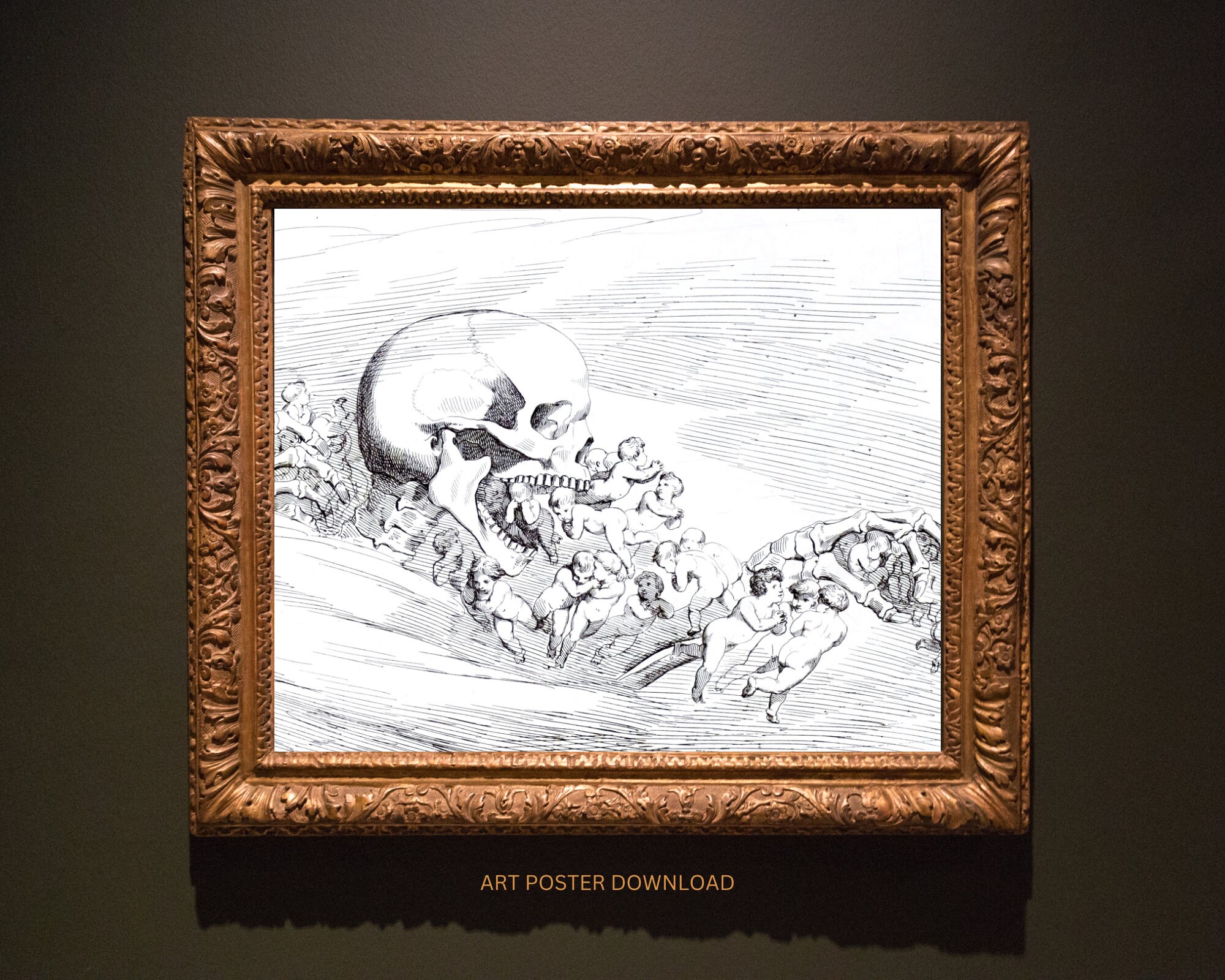 Skeleton Printable, Haunting Ghost, Skull Drawing Poster Printable ...