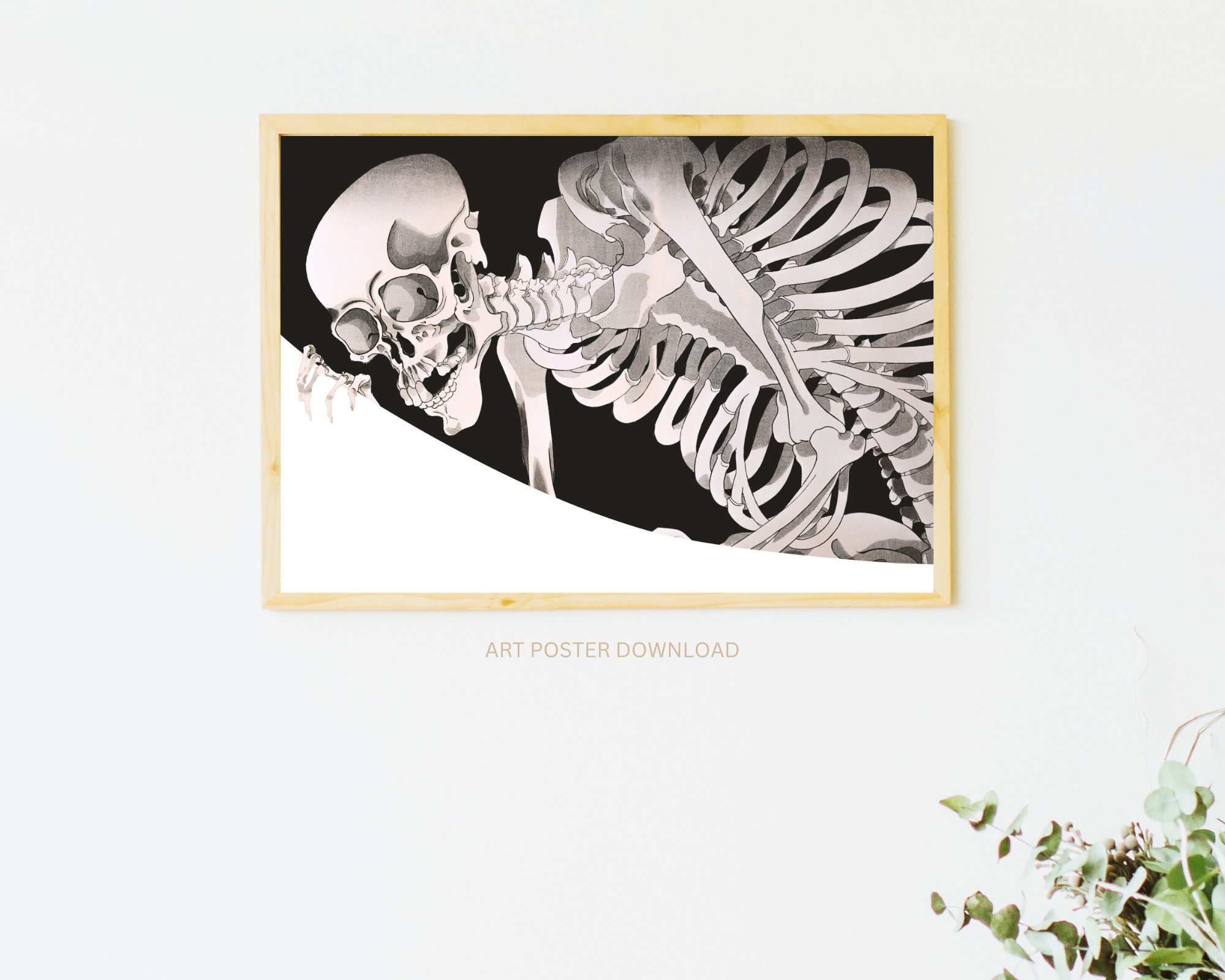 Spooky Skeleton Halloween Printable Poster Vintage Japan Ukiyo-e Skull ...