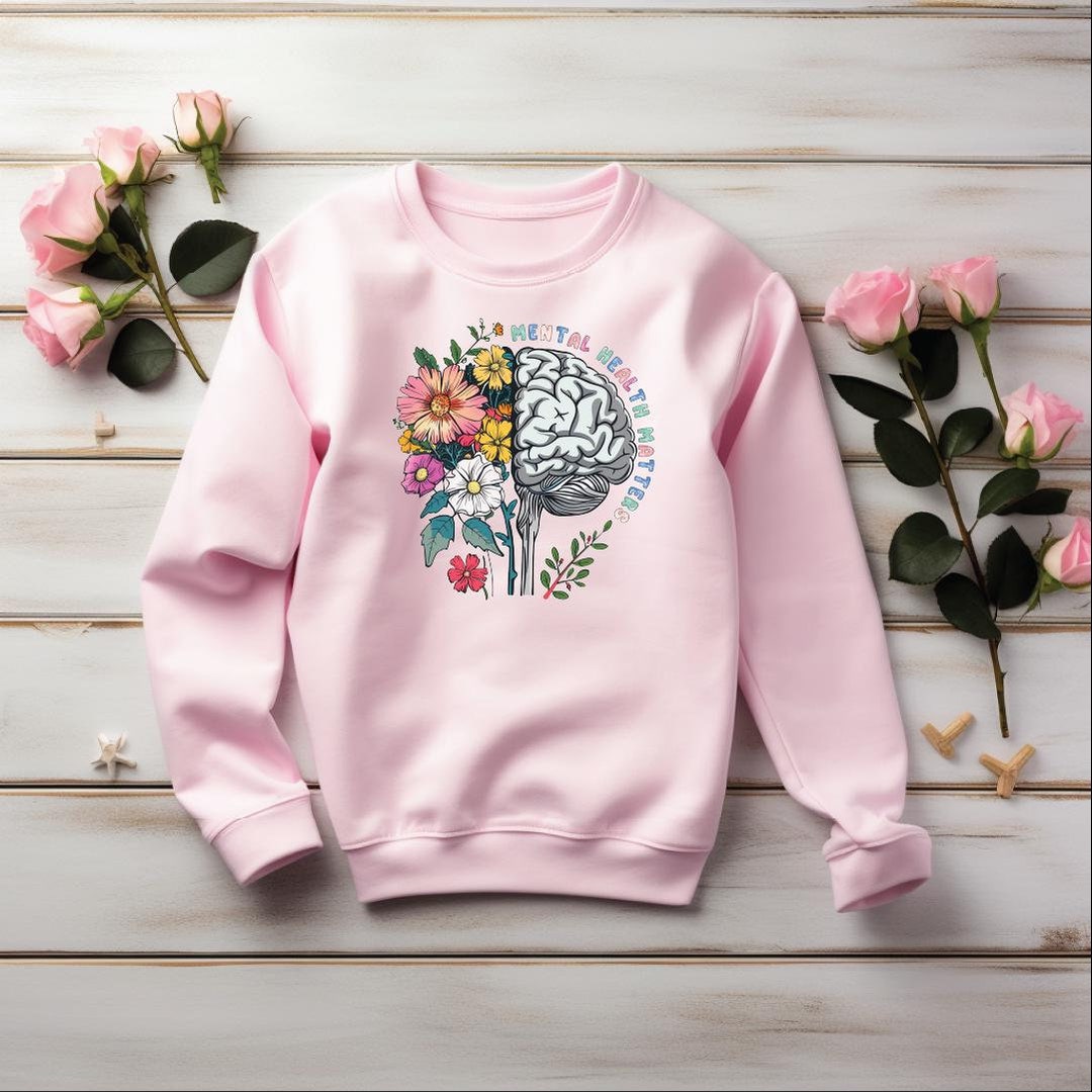 Mental Health Matters, Mental Health Sweatshirt, Retro Floral Brain ...