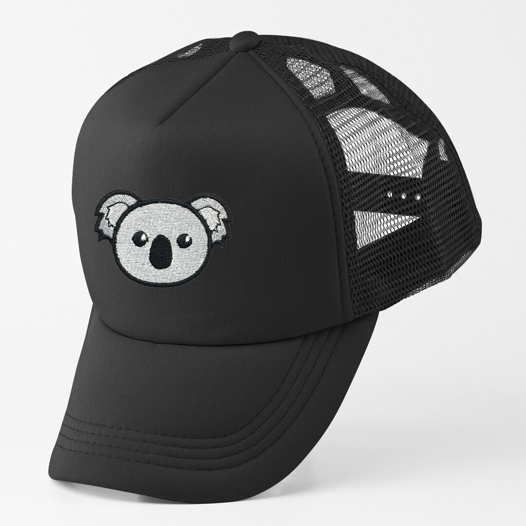 Koala Face Embroidered Trucker Cap, Summer Essentials, Beach Trucker ...