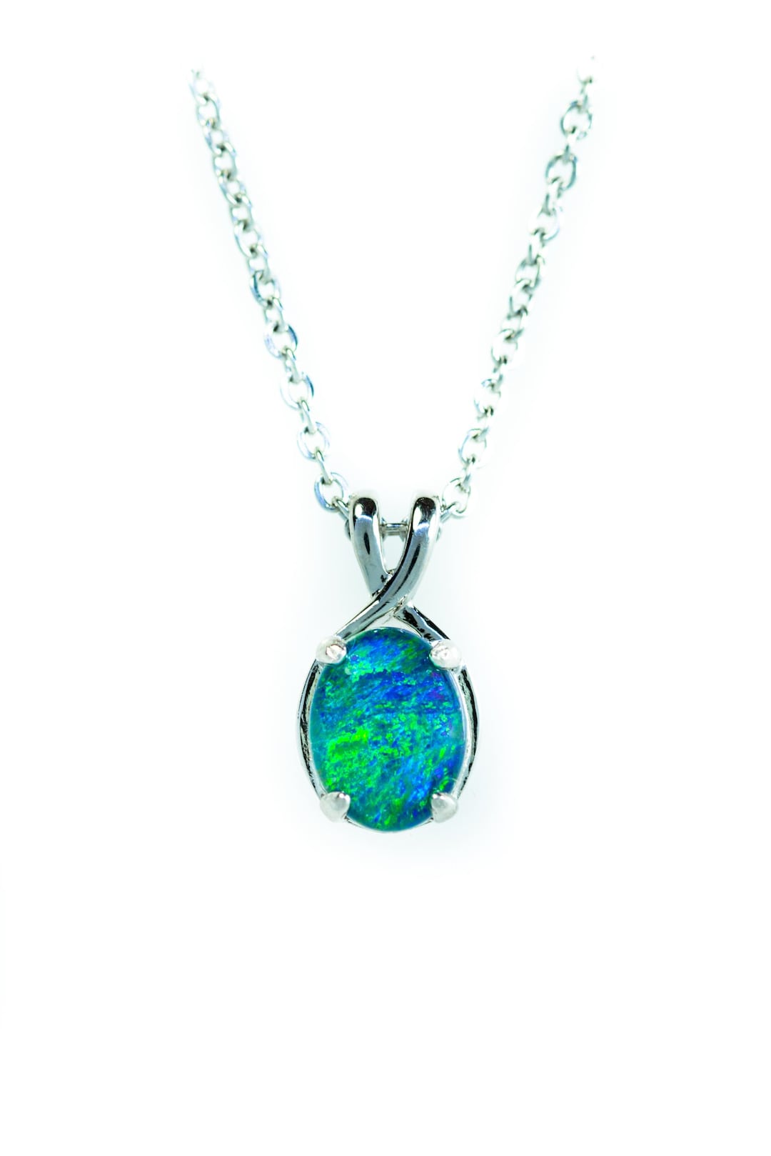 Australian Triplet Opal Necklace: 925 Sterling Silver Pendant With Gold ...