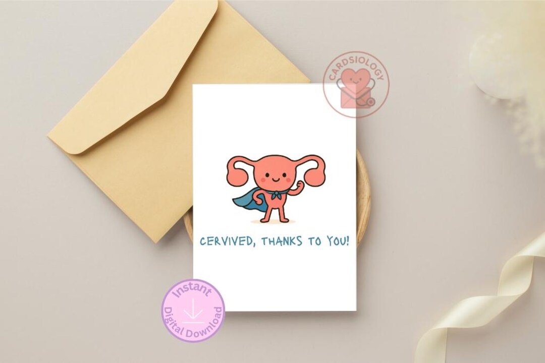Cervived, Thanks to You | OB Thank You Card | Printable 5x7 Cervix Pun ...