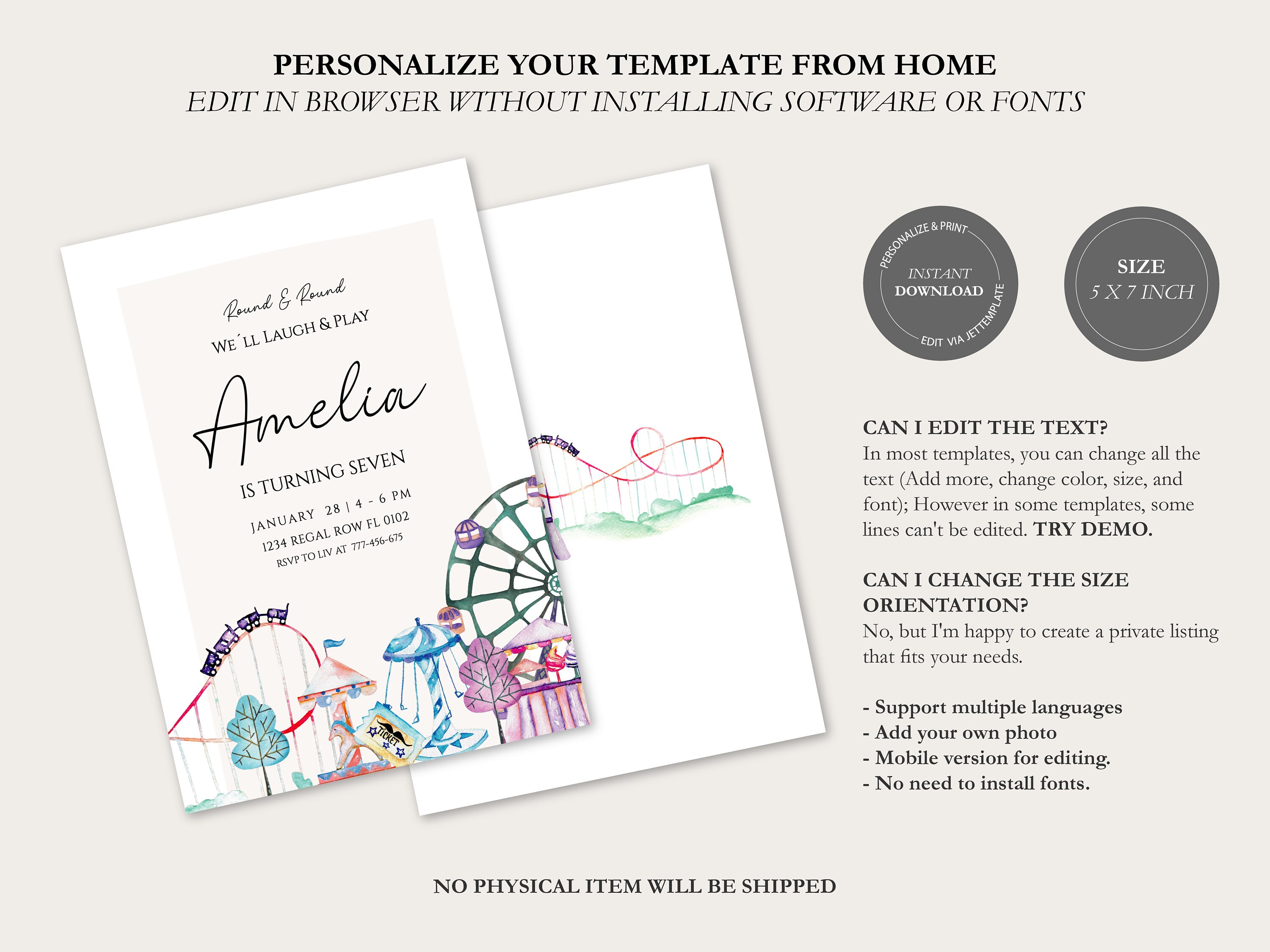 Theme Park Birthday Bundle Set, Amusement Park Package, Fairgrounds ...