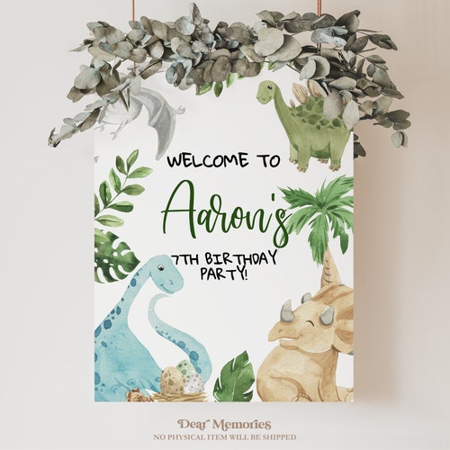 Dinosaur Birthday Welcome Sign Dino Birthday Party Welcome - Etsy