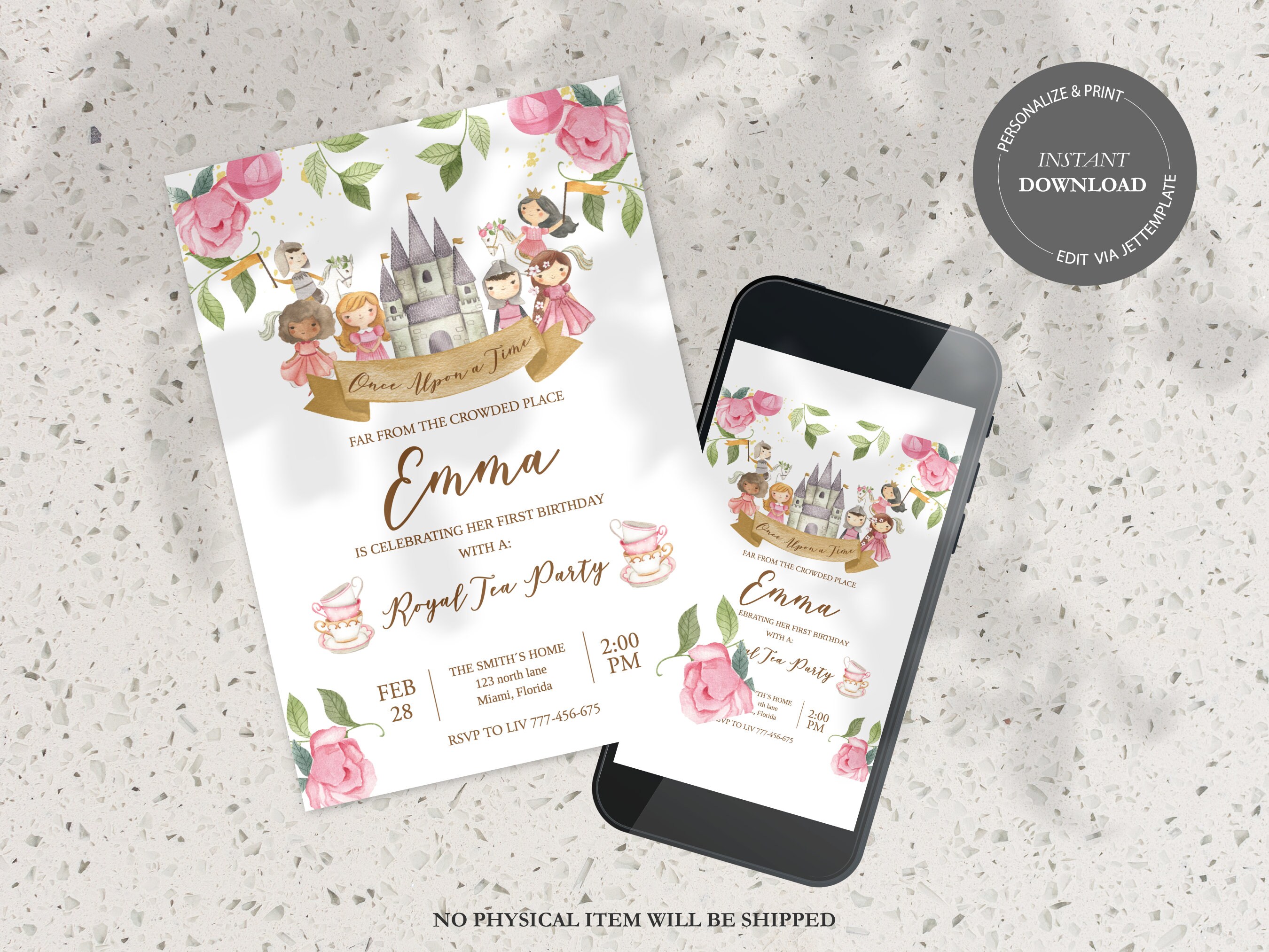 Royal Tea Birthday Party, Knight and Princess Invitation, Princess ...