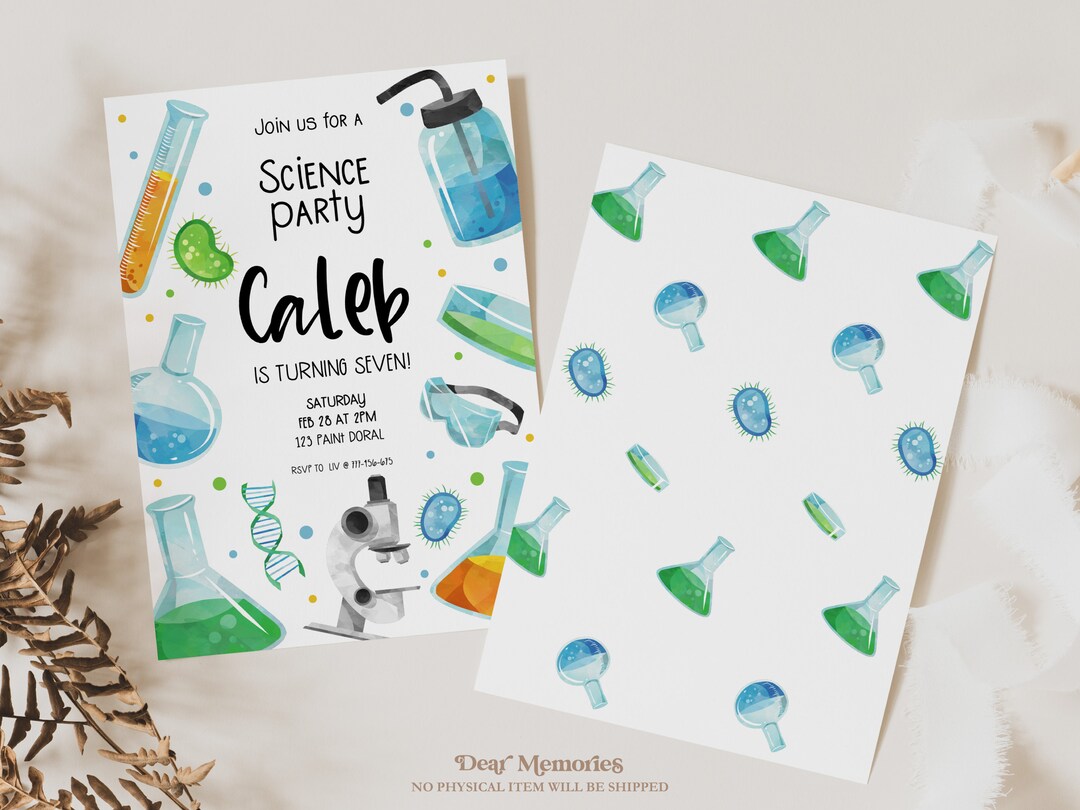 Science Birthday Party Invitation, Science Party Invite, Science ...