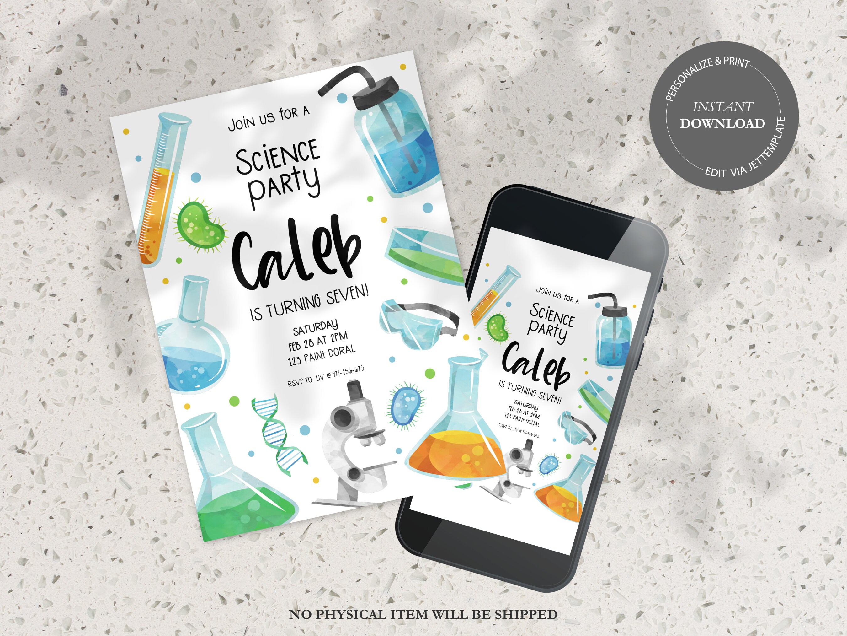 Science Birthday Party Invitation, Science Party Invite, Science ...